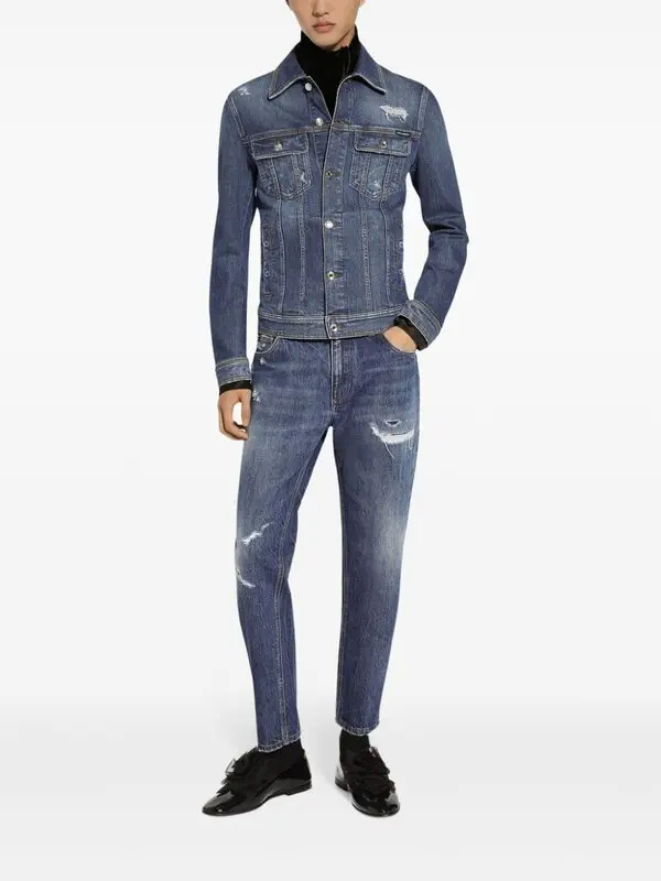 Dolce & Gabbana Ripped Straight-leg Jeans - Blue