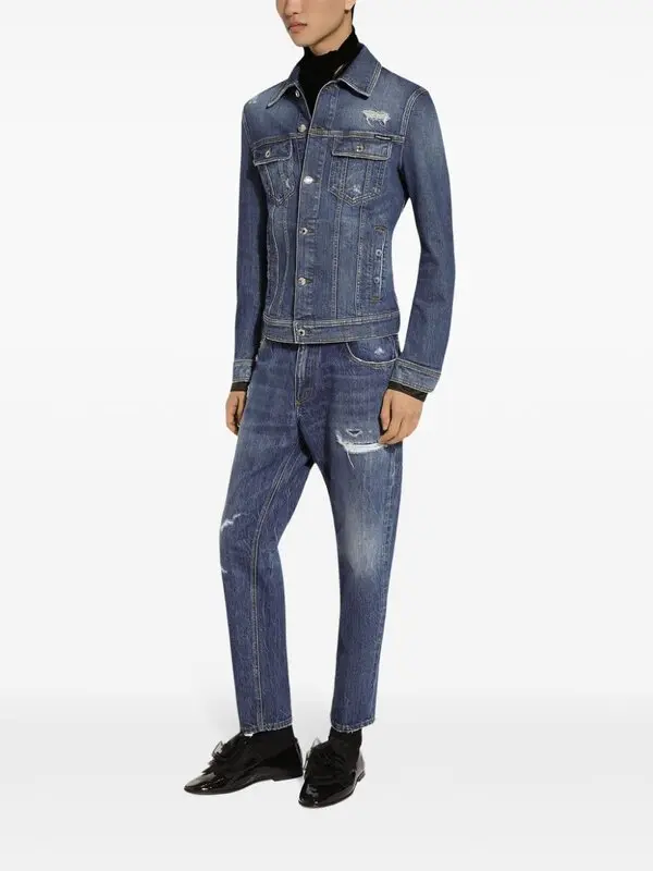 Dolce & Gabbana Ripped Straight-leg Jeans - Blue