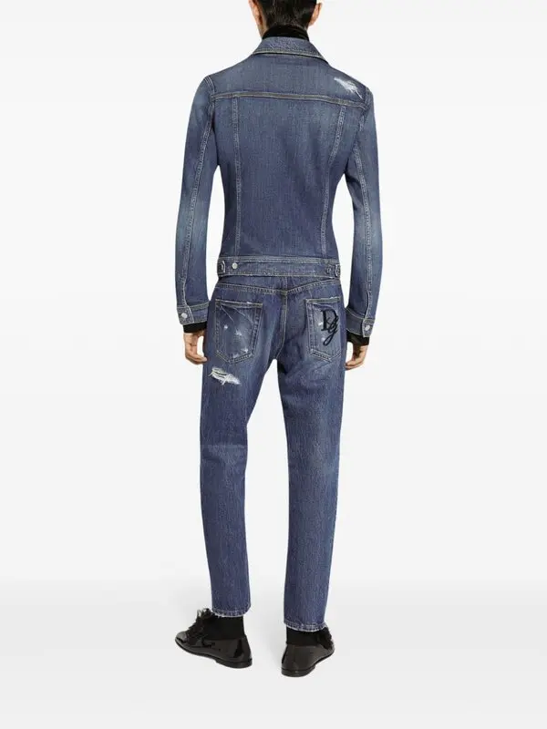 Dolce & Gabbana Ripped Straight-leg Jeans - Blue