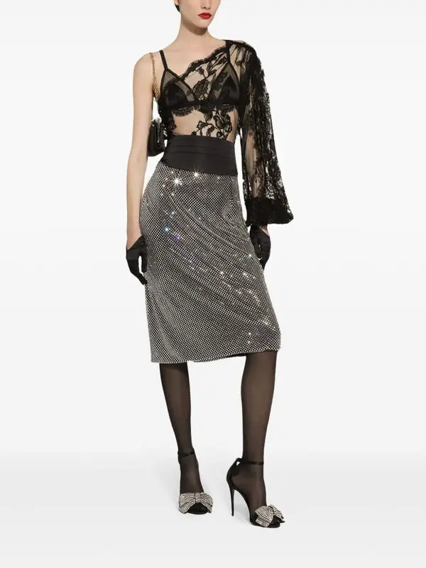 Dolce & Gabbana One-shoulder Lace Blouse