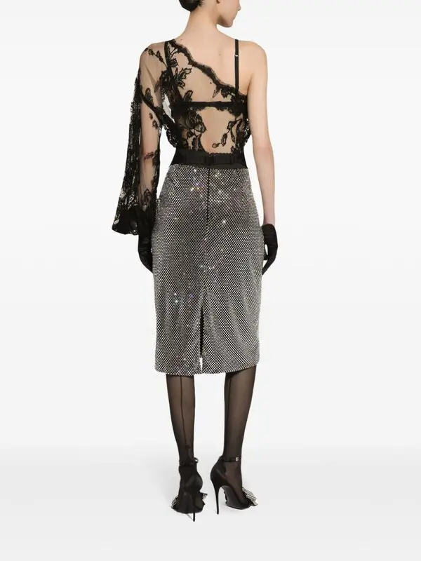 Dolce & Gabbana One-shoulder Lace Blouse
