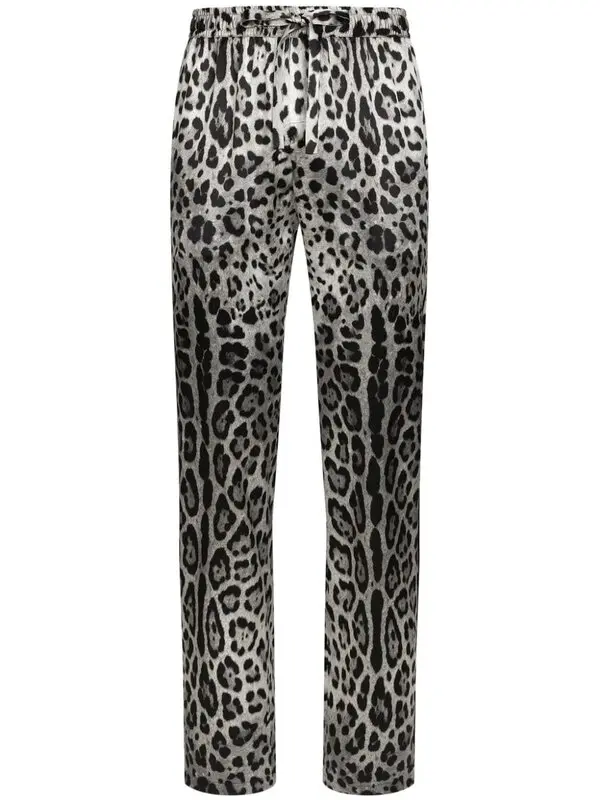 Dolce & Gabbana Animal-print Silk Lounge Trousers - Grey
