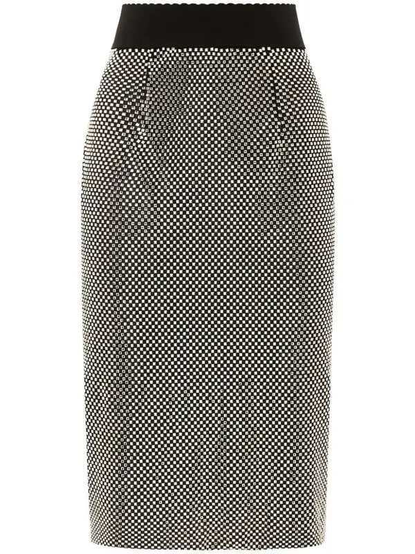 Dolce & Gabbana Crystal-embellished Knee-length Skirt - Silver