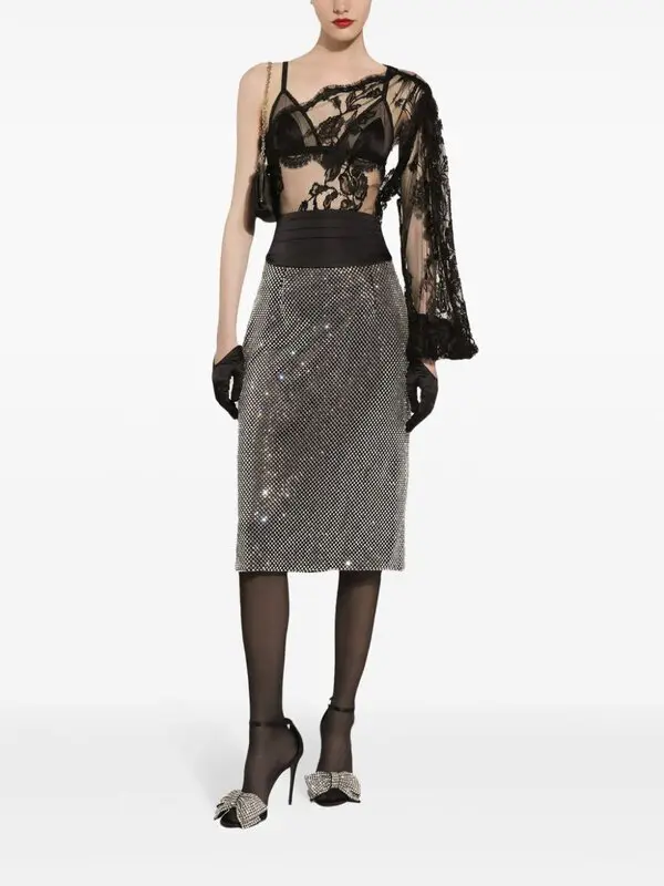 Dolce & Gabbana Crystal-embellished Knee-length Skirt