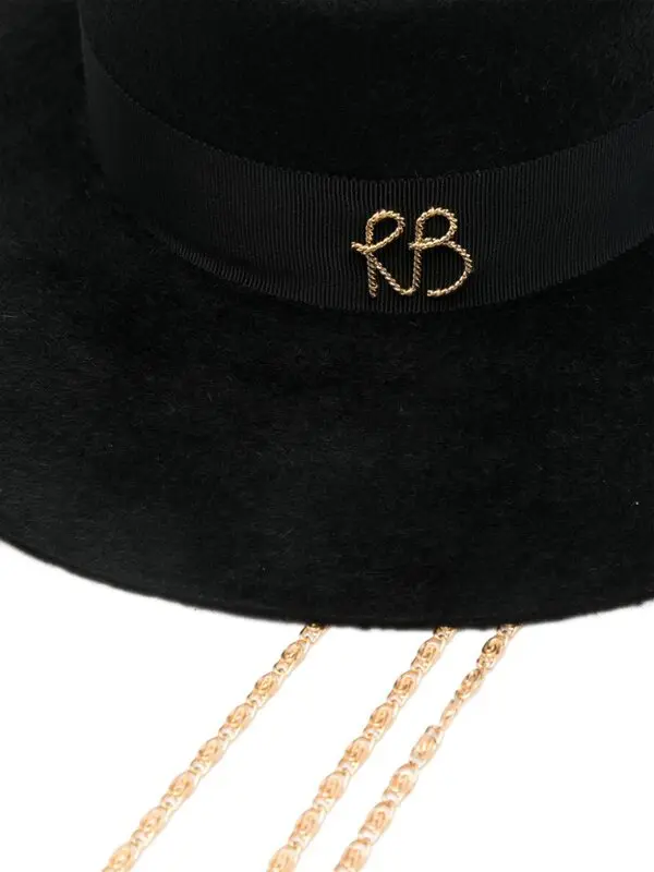 Ruslan Baginskiy Monogram Canotier Hat - Black