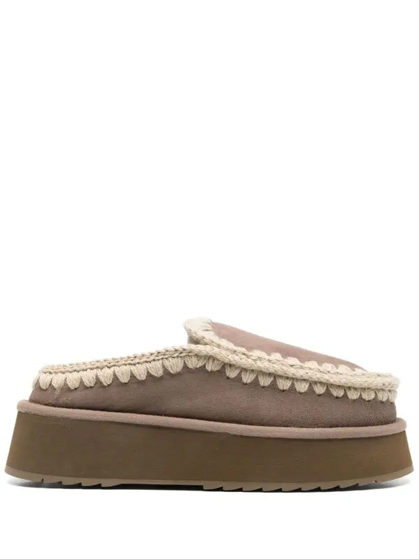 Mou Sheepskin Suede Slippers - Grey