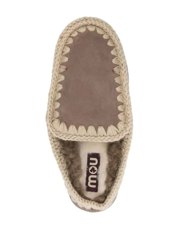 Mou Sheepskin Suede Slippers - Grey