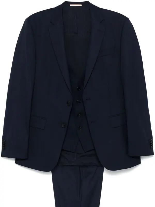 BOSS Mini-check Three-piece Suit - Blue