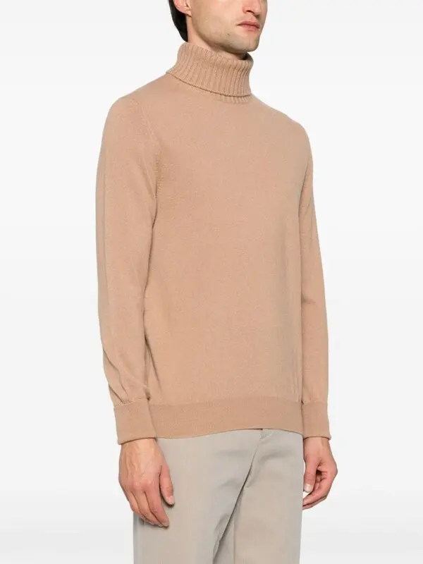 BALLANTYNE Cashmere Roll Neck Sweater - Brown