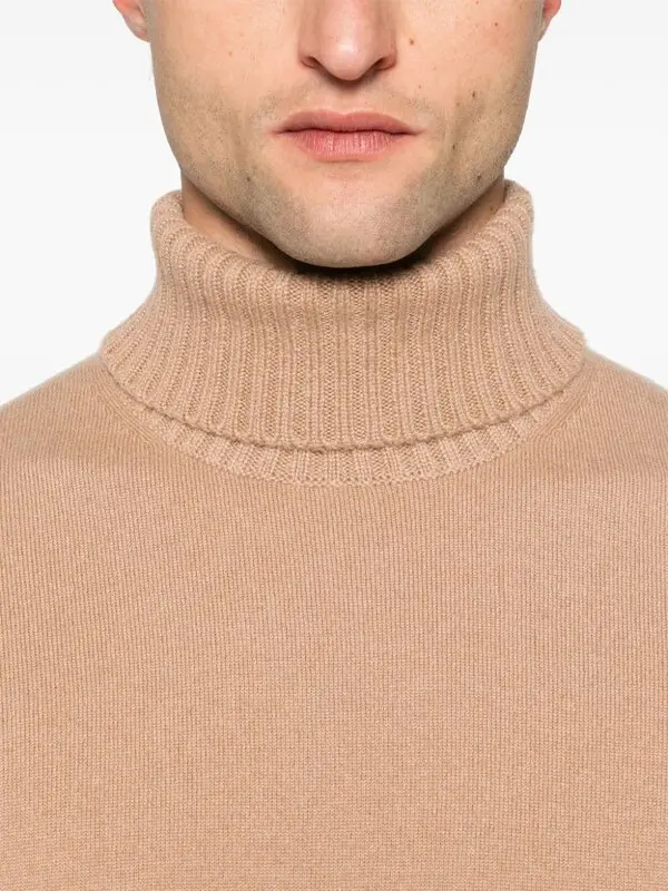 BALLANTYNE Cashmere Roll Neck Sweater - Brown