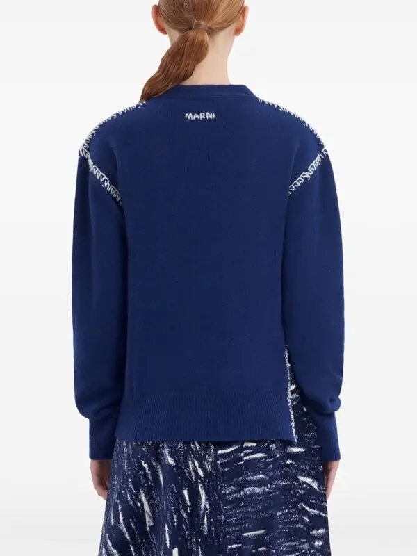 Marni Whipstitch-trim Virgin Wool-cashmere Blend Cardigan