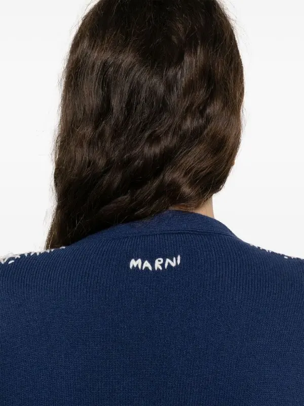 Marni Whipstitch-trim Virgin Wool-cashmere Blend Cardigan
