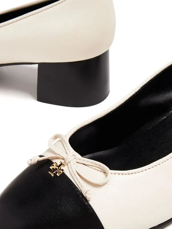 Tory Burch 45mm Cap-toe Leather Pumps - White