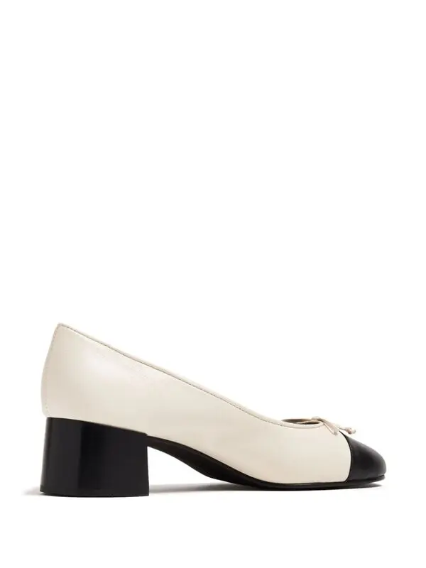 Tory Burch 45mm Cap-toe Leather Pumps - White