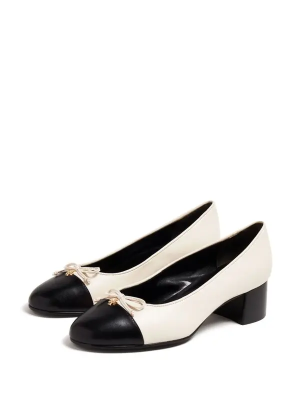 Tory Burch 45mm Cap-toe Leather Pumps - White