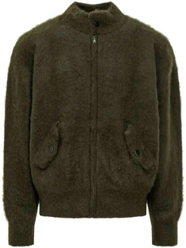LANEUS Brushed-effect Cardigan - Green