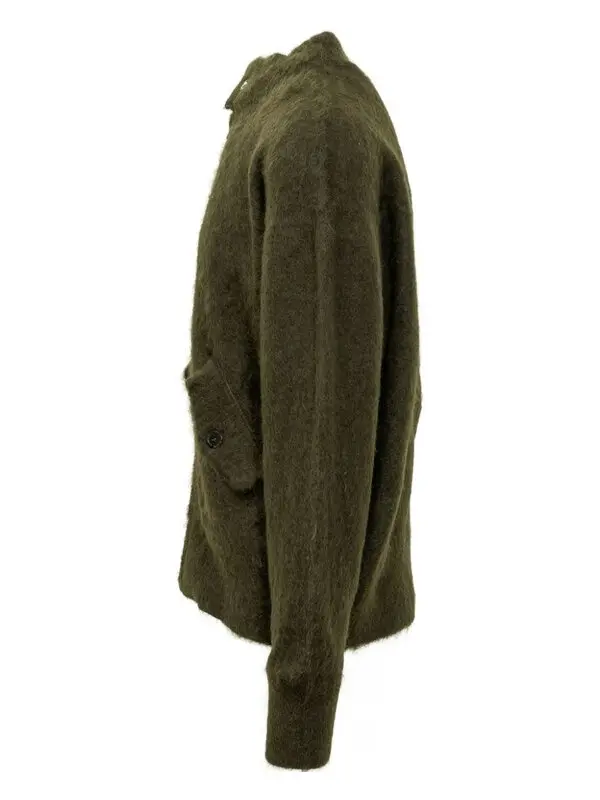 LANEUS Brushed-effect Cardigan - Green