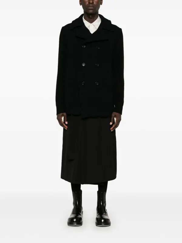 Comme Des Garçons Ribbed-sleeve Pea Coat