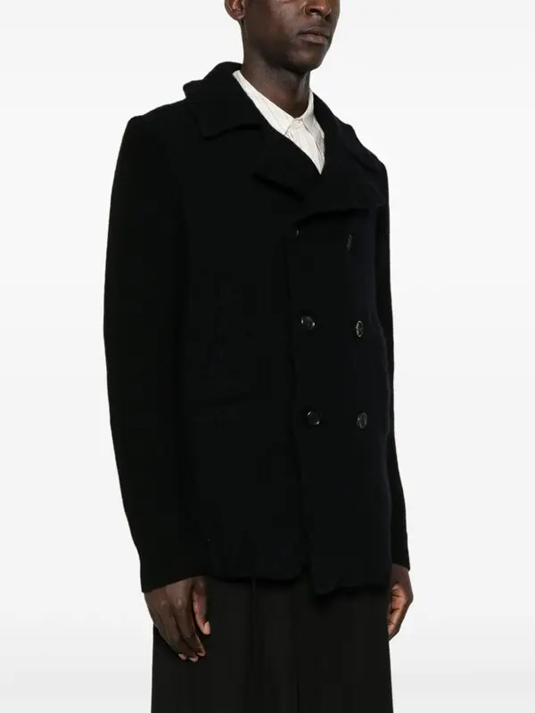 Comme Des Garçons Ribbed-sleeve Pea Coat