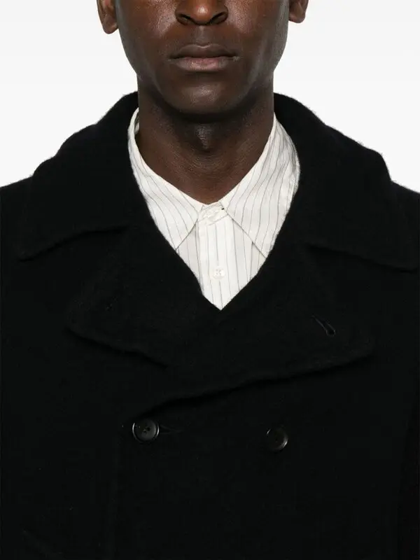 Comme Des Garçons Ribbed-sleeve Pea Coat