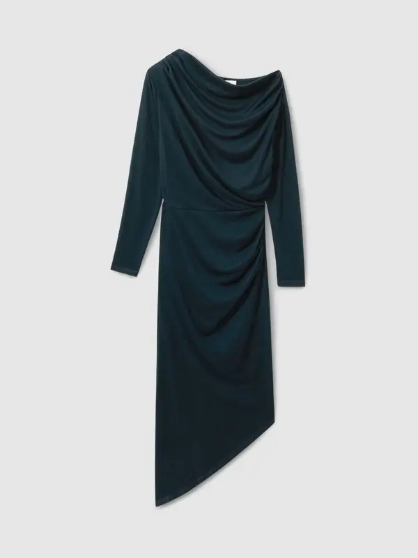 REISS Fleur Off-the-shoulder Ruched Jersey Midi Dress