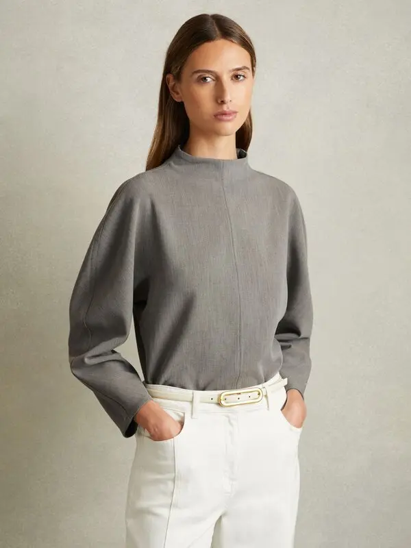 REISS Markari Sculpted High Neck Top