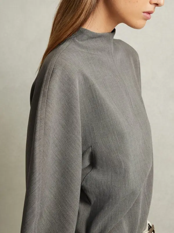 REISS Markari Sculpted High Neck Top