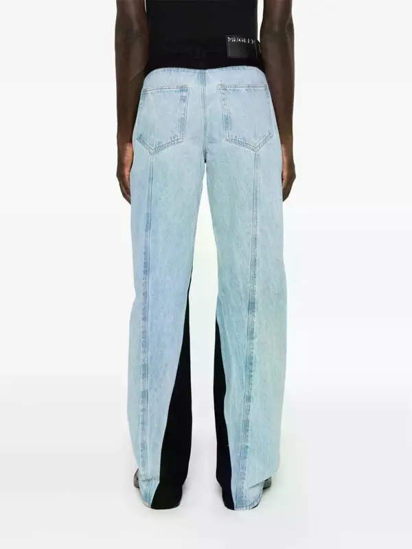 MUGLER Colourblock Straight-leg Jeans - Blue