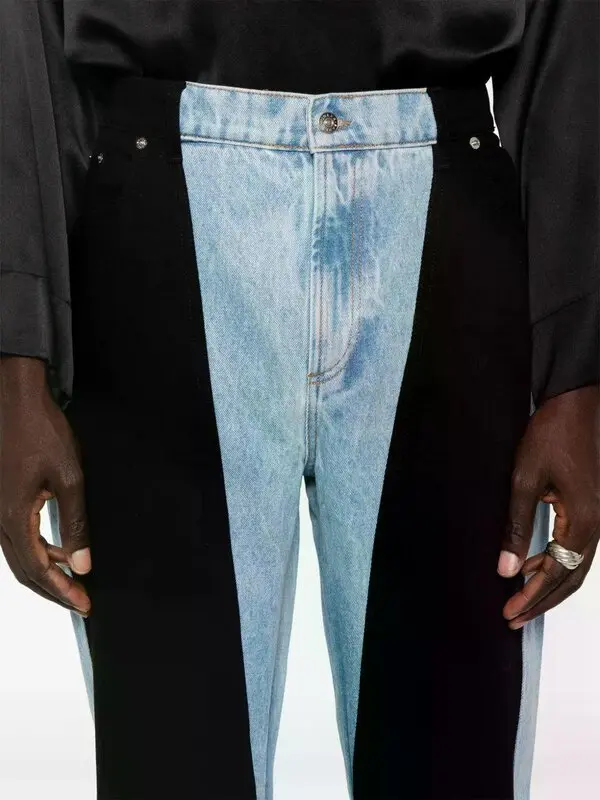 MUGLER Colourblock Straight-leg Jeans - Blue