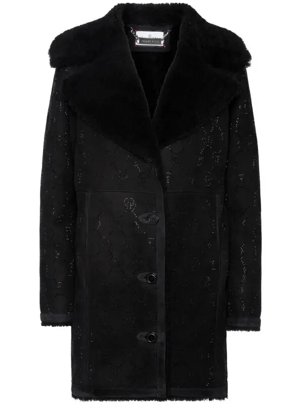 Philipp Plein Monogram-pattern Shearling Coat