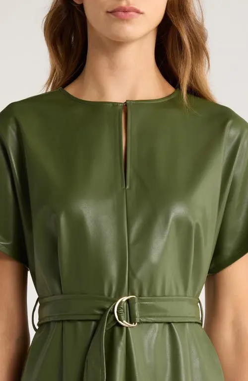 Halogen Faux Leather Midi Dress In Spruce - 50% Off | Editorialist