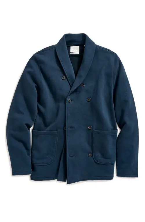 Billy Reid John Shawl Collar French Terry Jacket - Carbon Blue