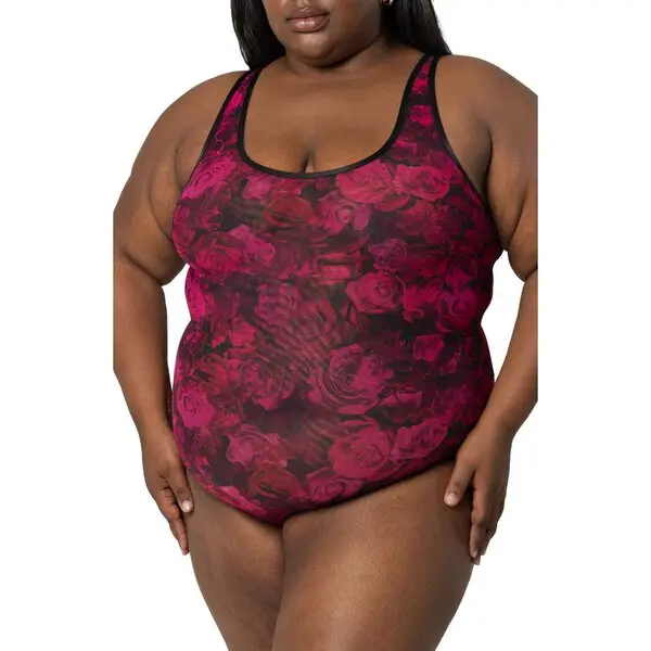 CURVY COUTURE Sheer Mesh Bodysuit - Dramatic Rose