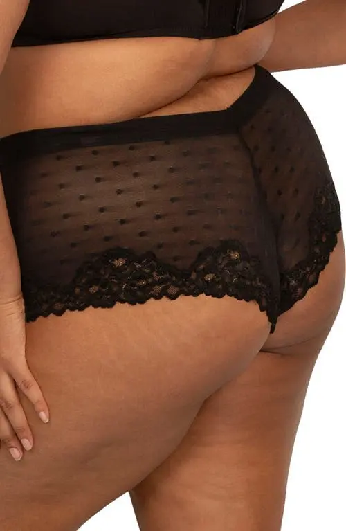 CURVY COUTURE Sheer Whisper Boyshorts - Onyx