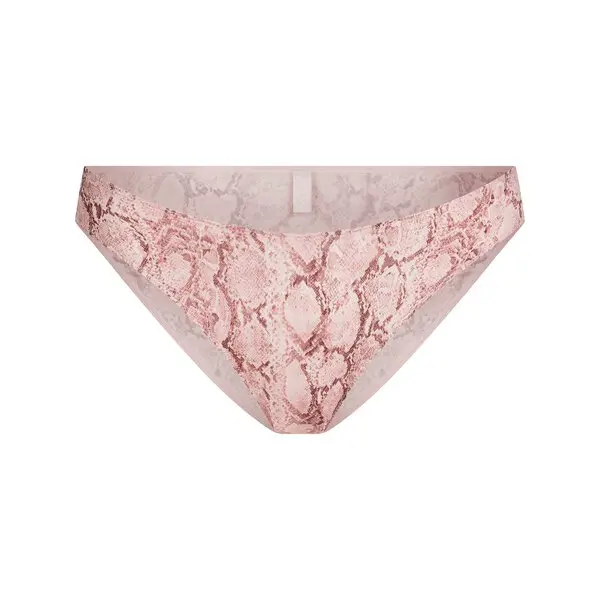 SKIMS Shine Foundations Dipped Bikini Bottom - Rose Pastel Snake Print