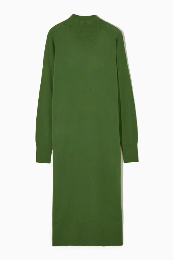 Cos Merino Wool Turtleneck Maxi Dress In Green - 60% Off | Editorialist
