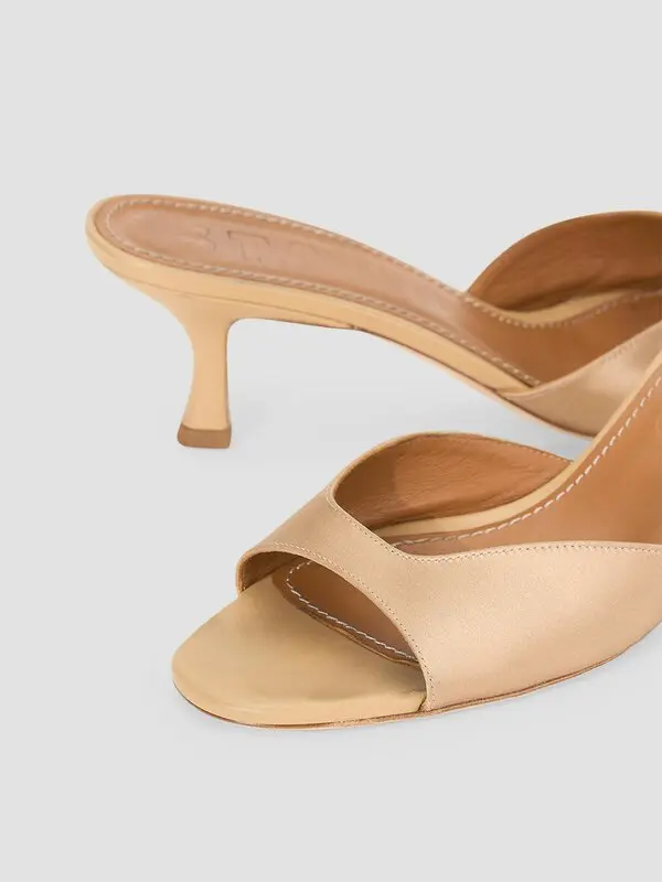 Staud Brigitte 55mm Satin Mules - Camel