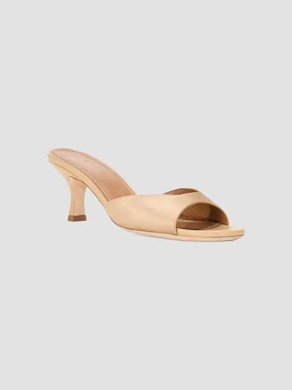 Staud Brigitte 55mm Satin Mules - Camel