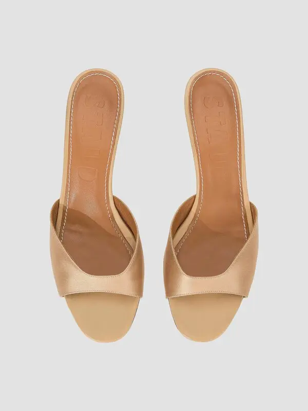 Staud Brigitte 55mm Satin Mules - Camel