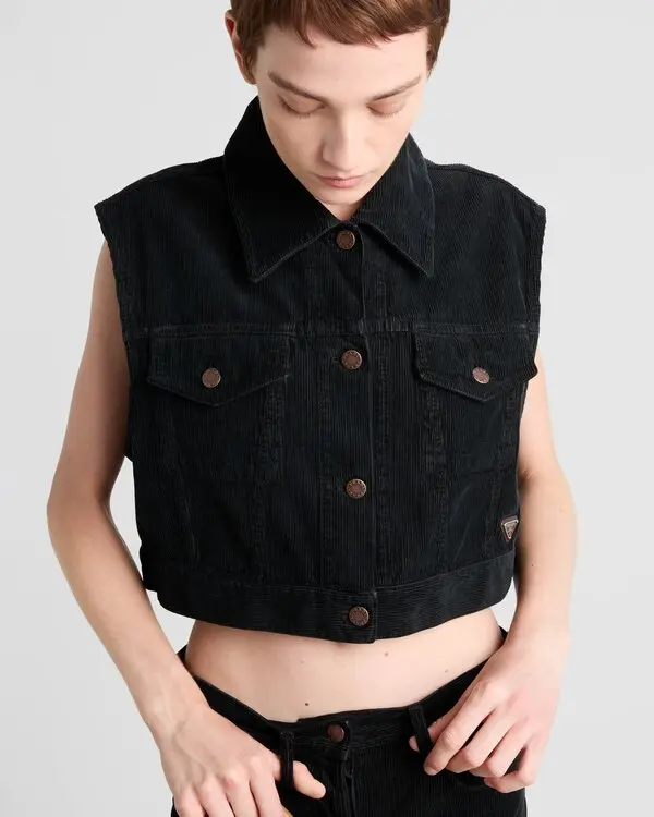 Prada Corduroy Vest - Black | Editorialist