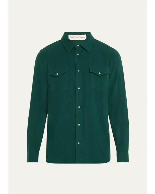 GOD'S TRUE CASHMERE Cashmere Gauze Shirt With Emerald Snaps
