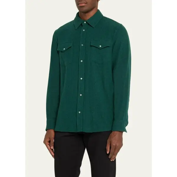 GOD'S TRUE CASHMERE Cashmere Gauze Shirt With Emerald Snaps