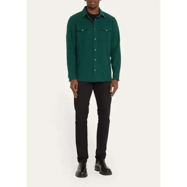 GOD'S TRUE CASHMERE Cashmere Gauze Shirt With Emerald Snaps