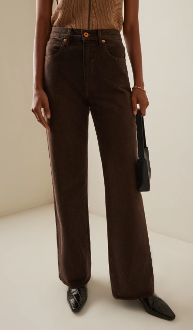 SLVRLAKE Grace Rigid High-rise Wide-leg Jeans - Brown