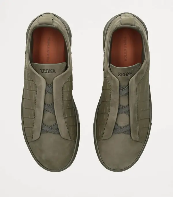 Zegna Crocodile Leather Triple Stitch Secondskin Sneakers