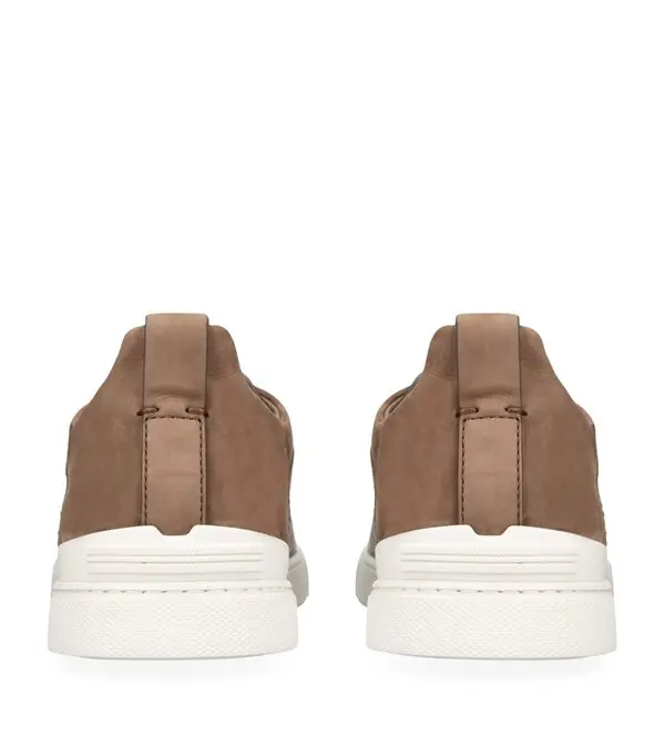 Zegna Crocodile Leather Triple Stitch Sneakers - Brown