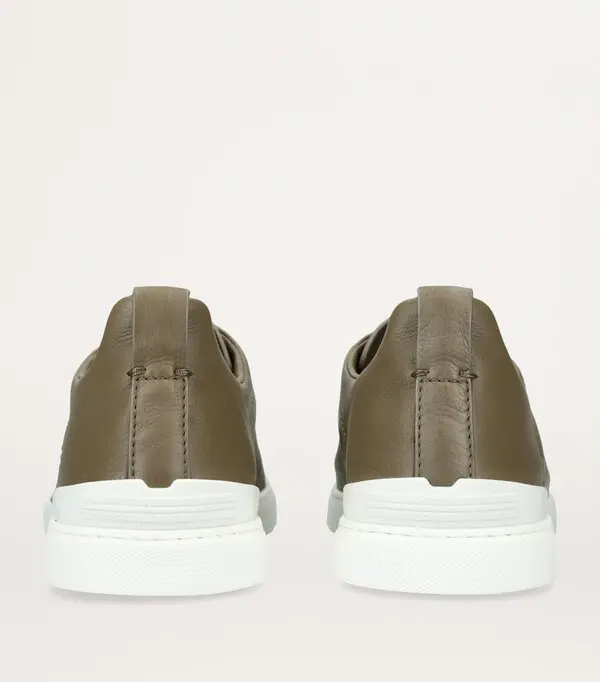 Zegna Crocodile Leather Triple Stitch Sneakers - Green