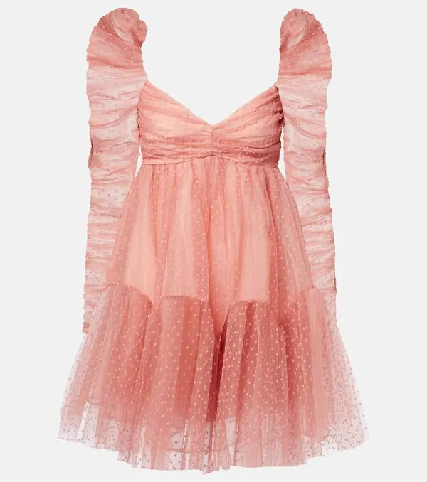 Zimmermann Ruched Point D'esprit Tulle Minidress