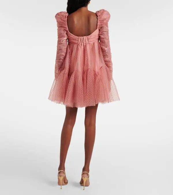 Zimmermann Ruched Point D'esprit Tulle Minidress