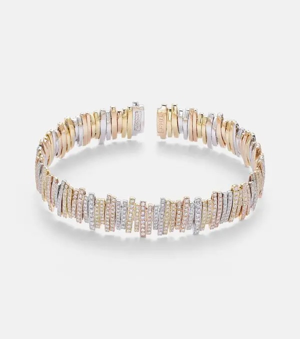 SUZANNE KALAN 18kt Tri-gold Diamond Bangle - Multicoloured